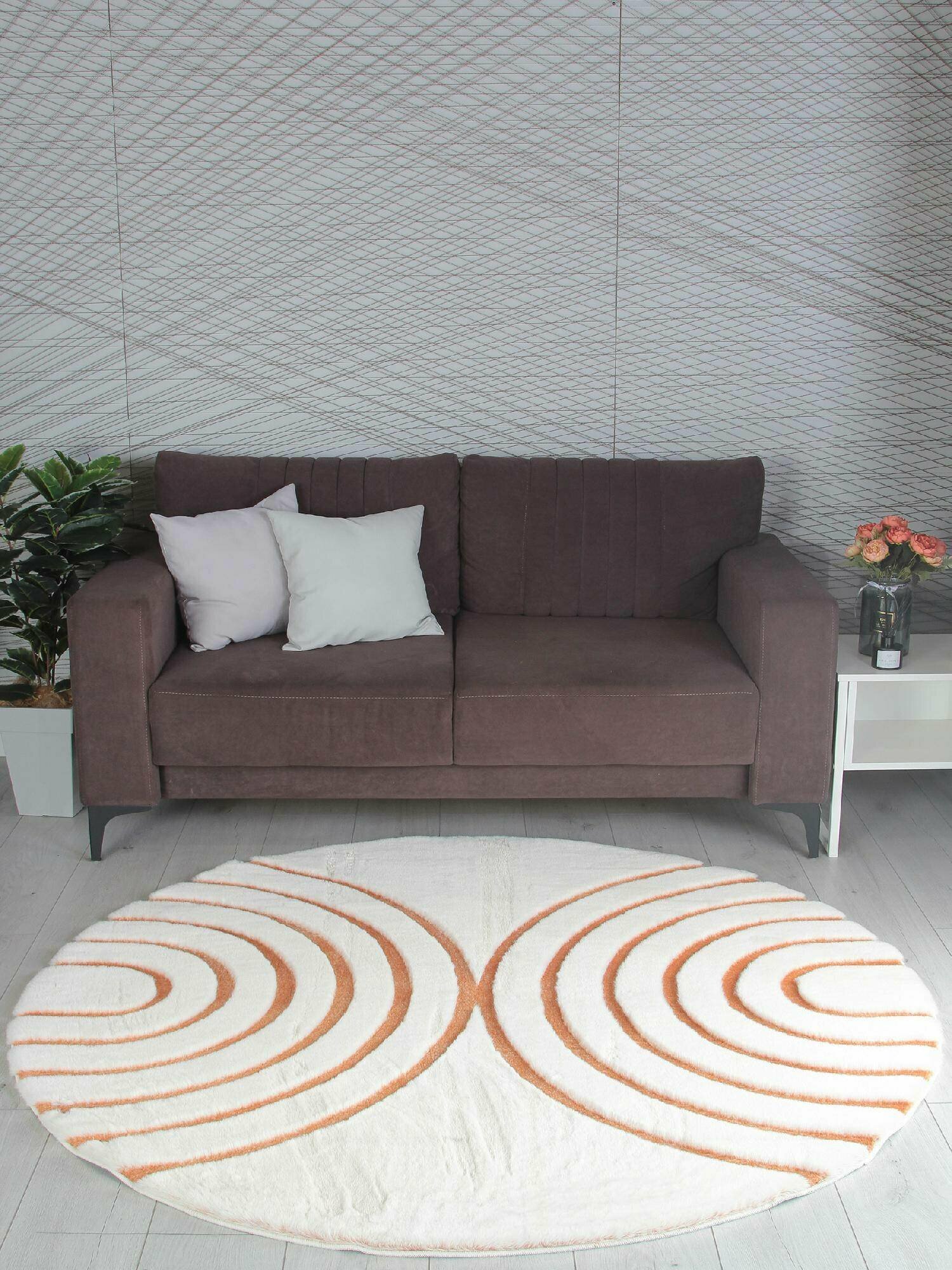 Ковер Круглый 160х160 см современный ворс 20 мм шегги 399982 KoverVDom