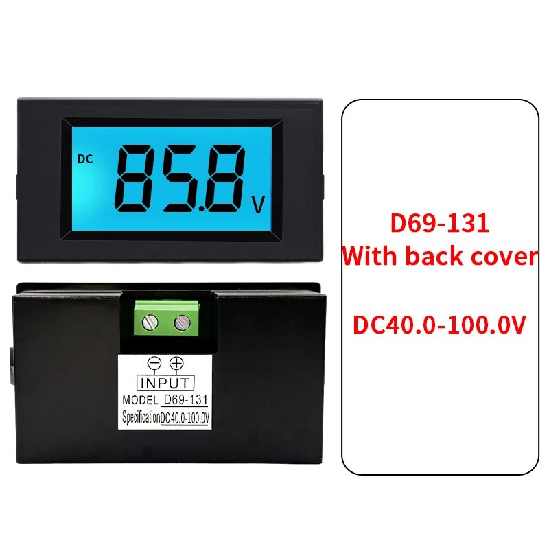 Вольтметр цифровой DC 40.0-100.0V D69-131 с крышкой
