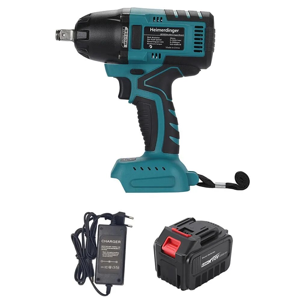 Бесщеточный аккумуляторный гайковерт Heimerdinger LB165, квадрат 1/2", 650 Нм, 1х6,0 Ач Li-Ion