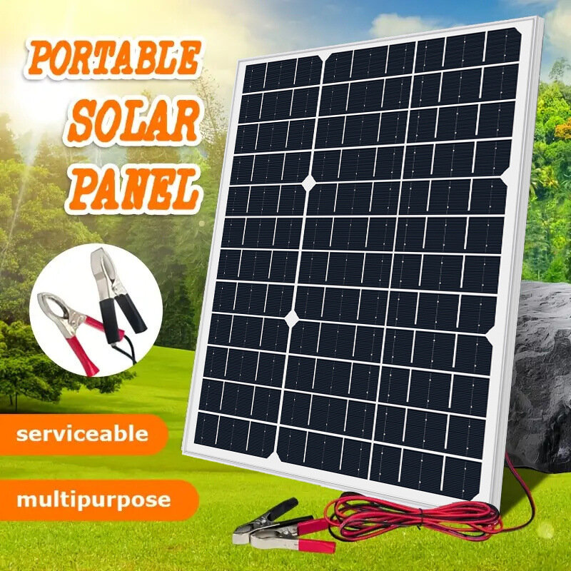 Трансграничная поставка монокристаллических солнечных панелей 20W12V18V, портативных фотоэлектрических панелей, выбор продуктов Amazon temu AliExpress