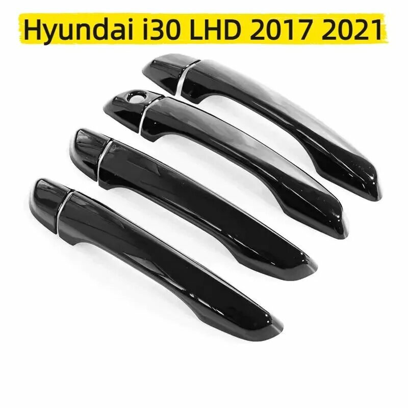 Ручка дверная автомобильная, арт. Накладки на дверные ручки для Hyundai i30 LHD 2017–2021, ABS углеродное черное покрытие, аксессуары для стайлинга автомобиля, 3 шт.