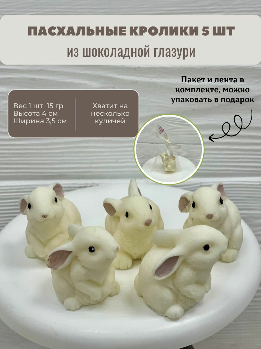 Украшение для куличей. Пасхальный мини кролик из глазури в подарок