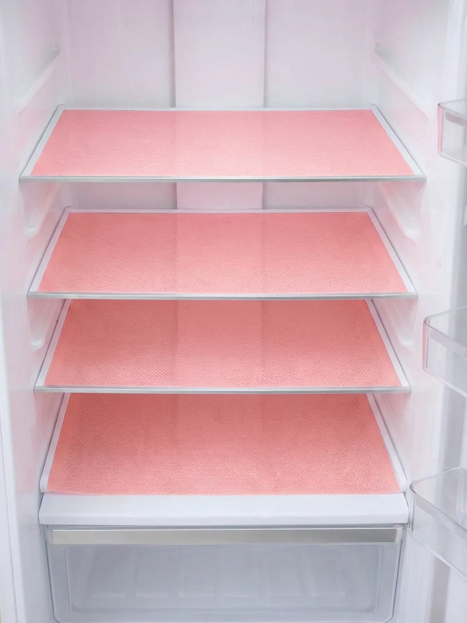 Коврик силиконовый защитный К01 6 штук 30х45 см для кухни, в холодильник, для ящиков и полок, розовый