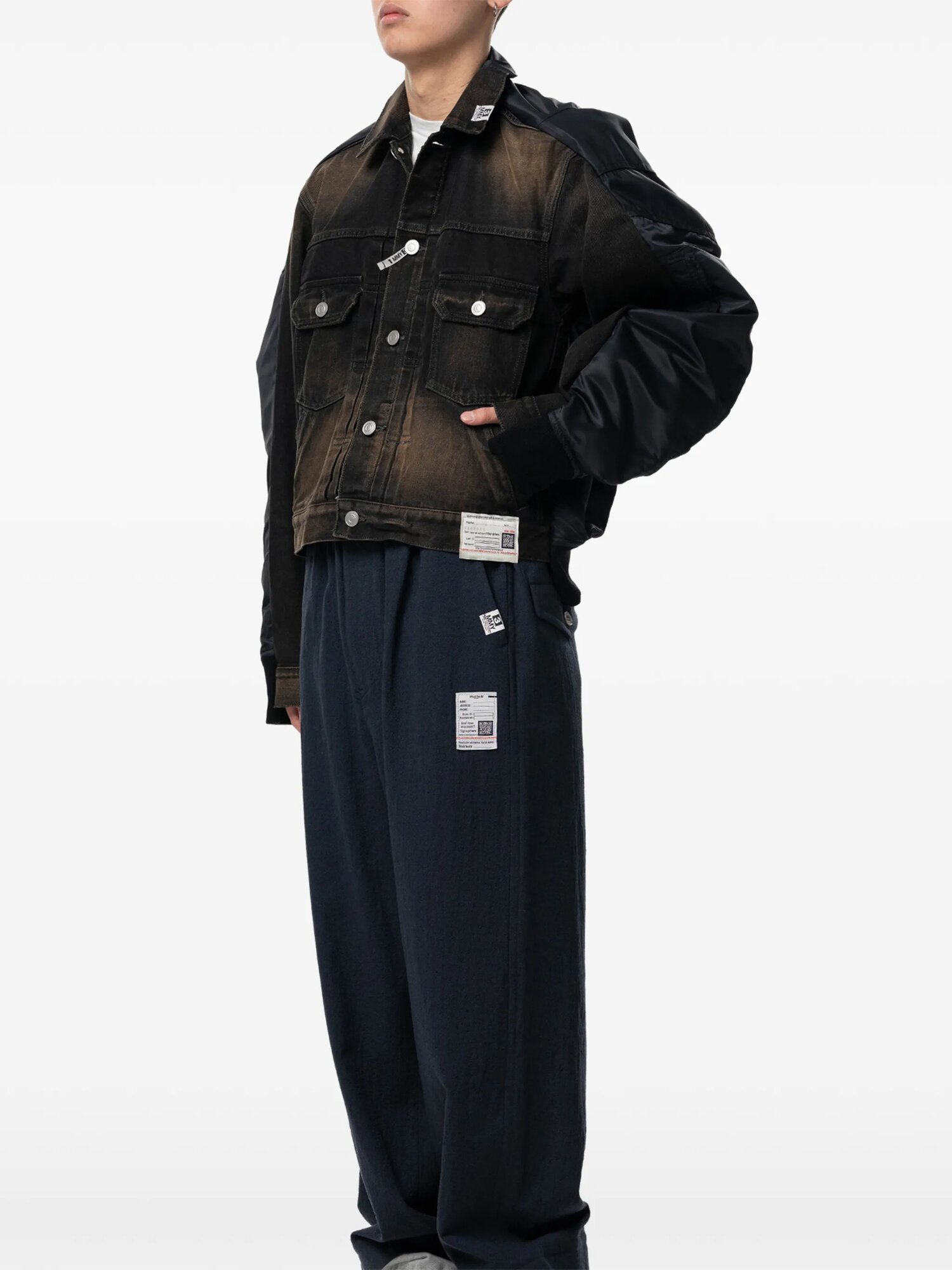 Куртка MAISON MIHARA YASUHIRO Panelled denim jacket, размер 46, черный — фото 1
