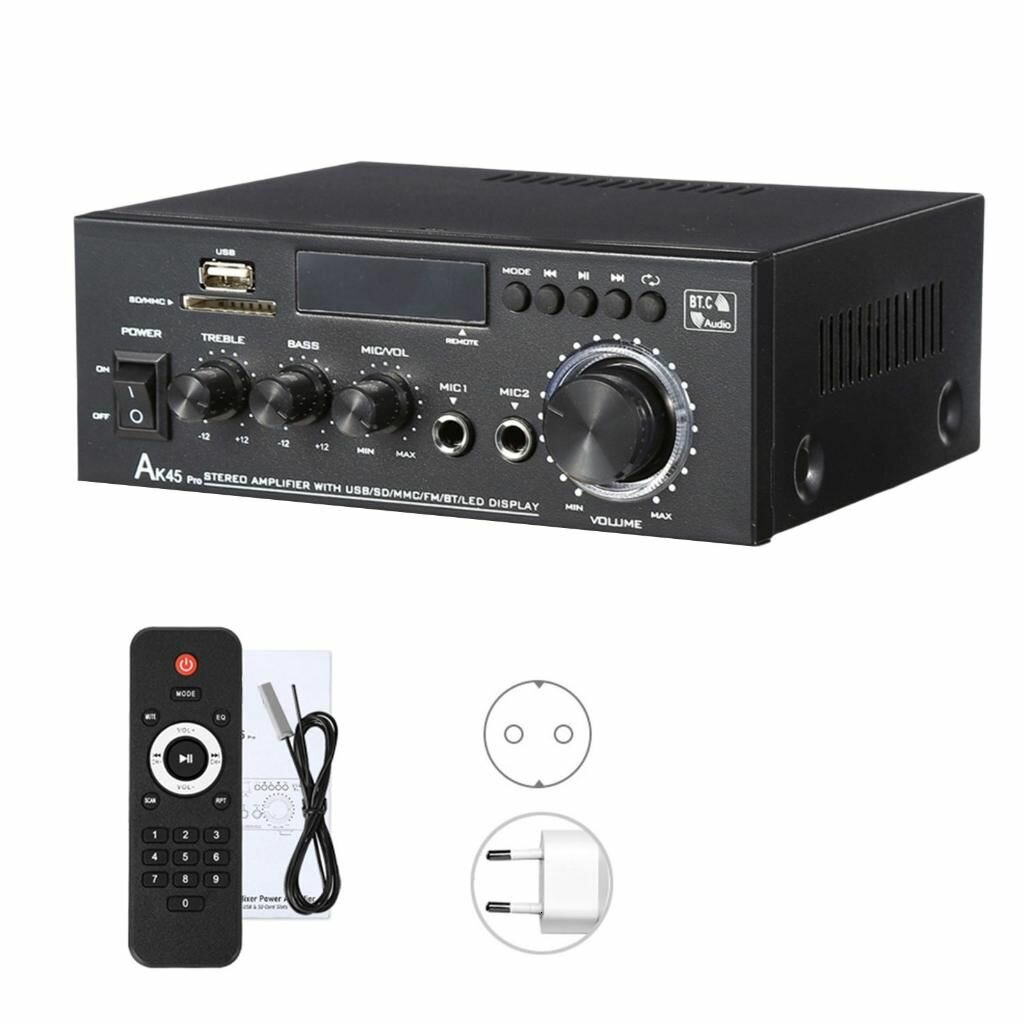 Стереоусилитель 50 Вт + 50 Вт, 2 канала, Bluetooth, USB, вилка европейского стандарта