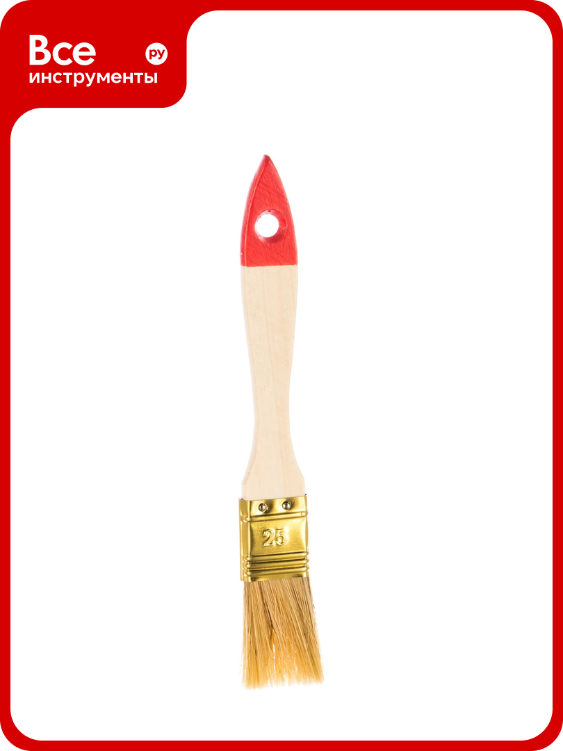 Плоская кисть, светлая щетина, деревянная ручка, 25мм Зубр универсал-оптима 01099-025_z01