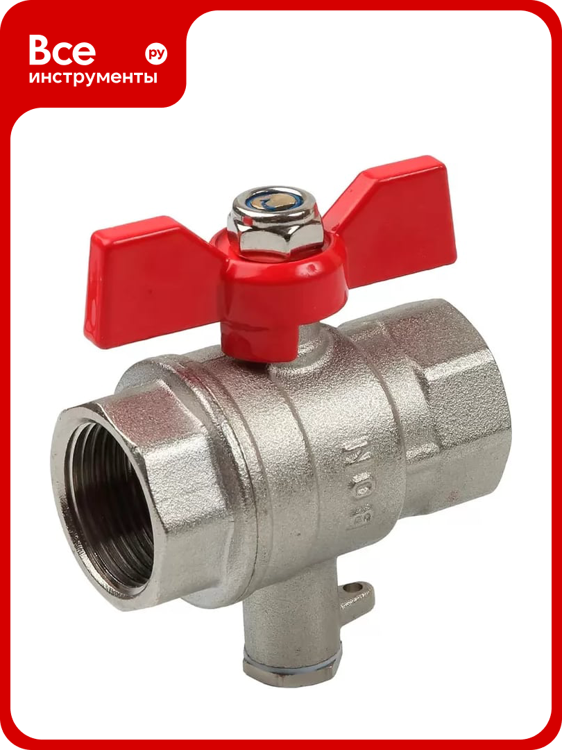 Кран шаровой ViEir с отводом M10 под датчик температуры 1/2 внутренняя резьба для отопления VR213-01