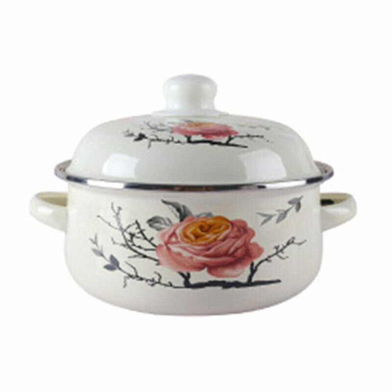 Утолщенный 16-20 см трехкомпонентный набор эмалированных кастрюль с двумя ручками, суповая кастрюля, кастрюля для тушения, миска для лапши быстрого приготовления, маленькая кастрюля для горячего, миска для сала