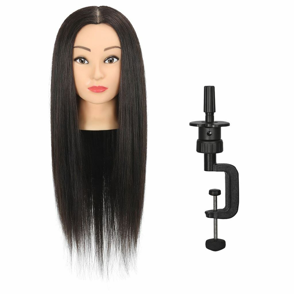 Учебный манекен-голова с натуральными волосами