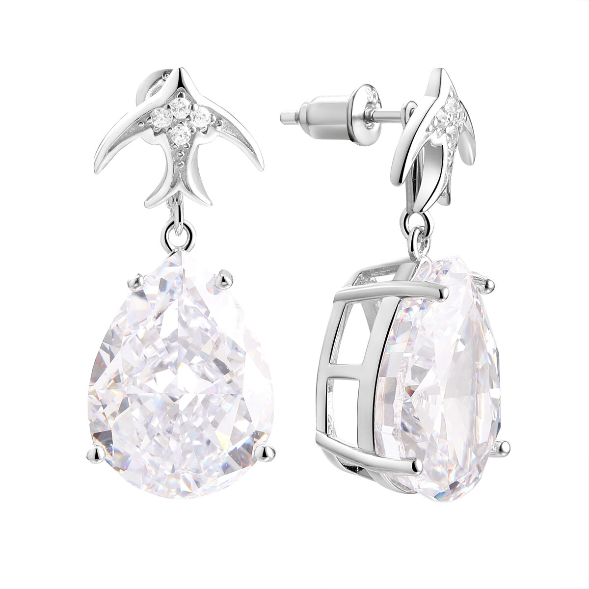 Серьги, серебро, 925 проба, фианит