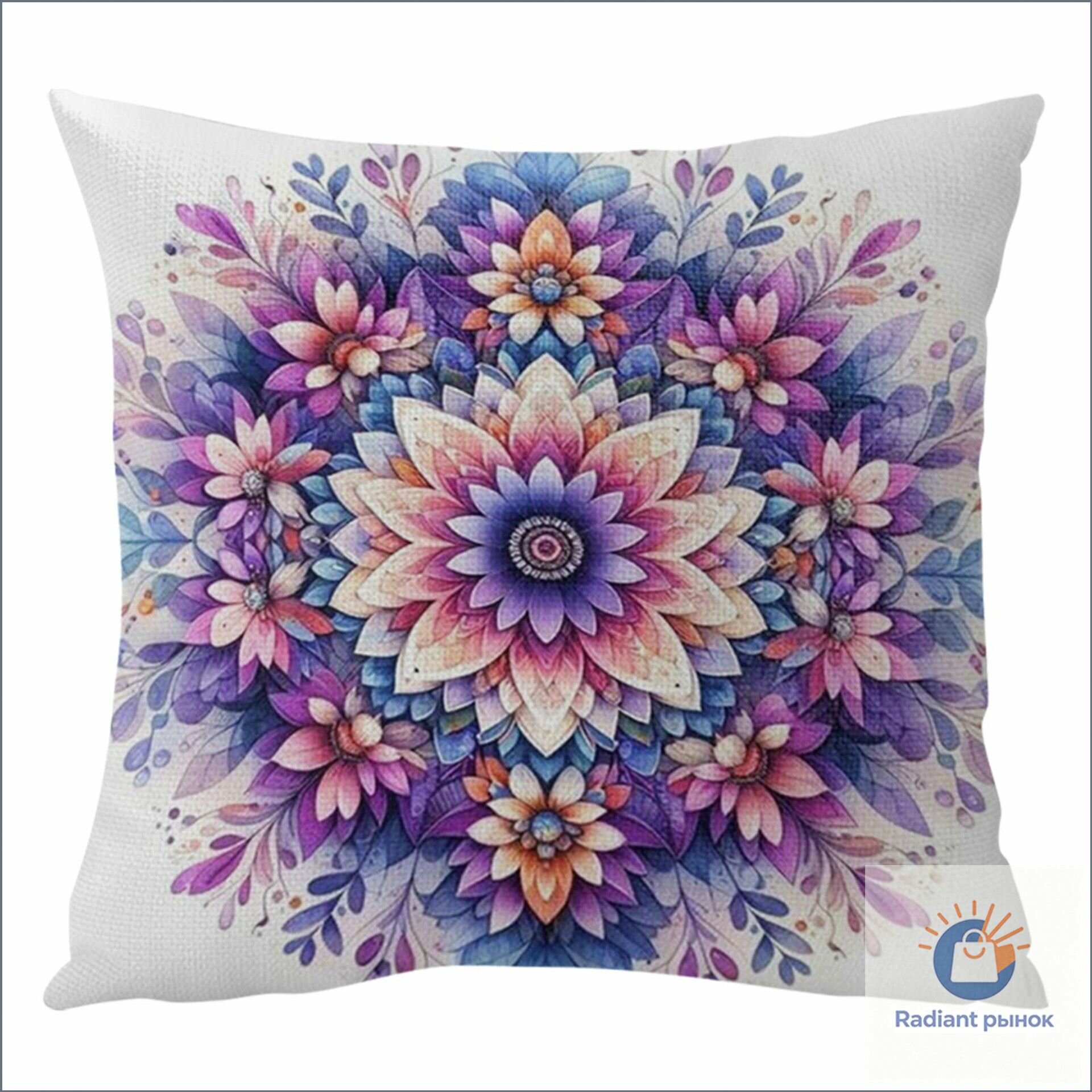 Крестиковый набор Mandala A: хлопковая канва 11CT, 3 нити, печать рисунка, подушка 45 45 см