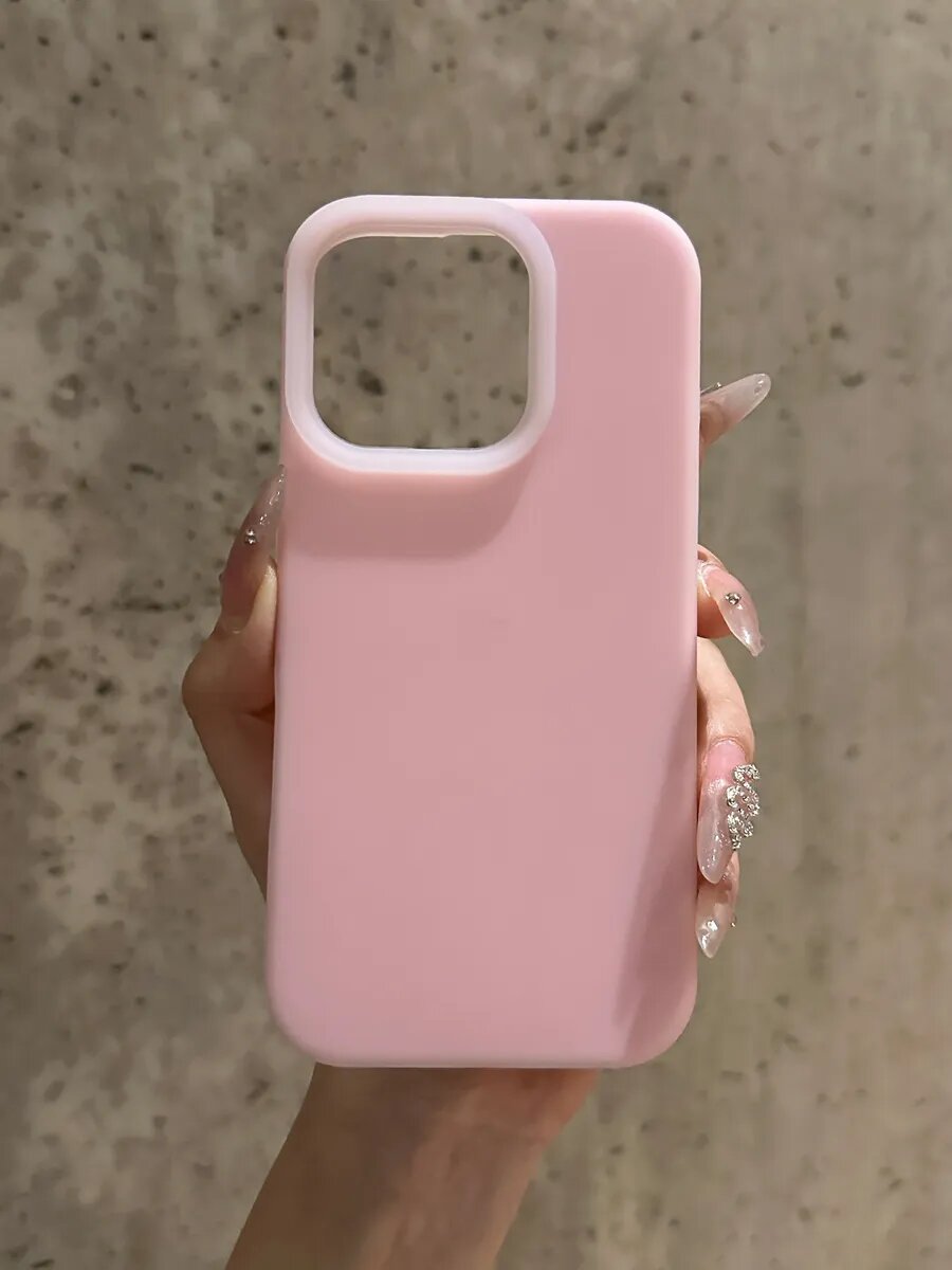 Чехол О'кейси, для iPhone 16 Pro, силиконовый, с окантовкой, розовый