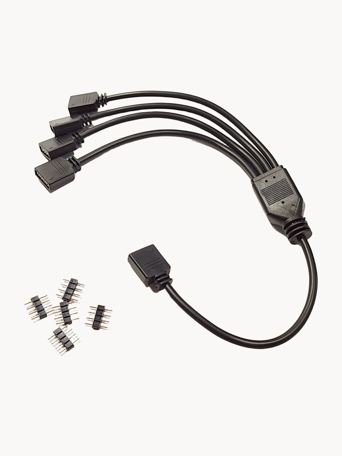 RGB разветвитель для вентиляторов, кабель на 4 разъема/выхода 4PIN 12V, 30 см (чёрный)