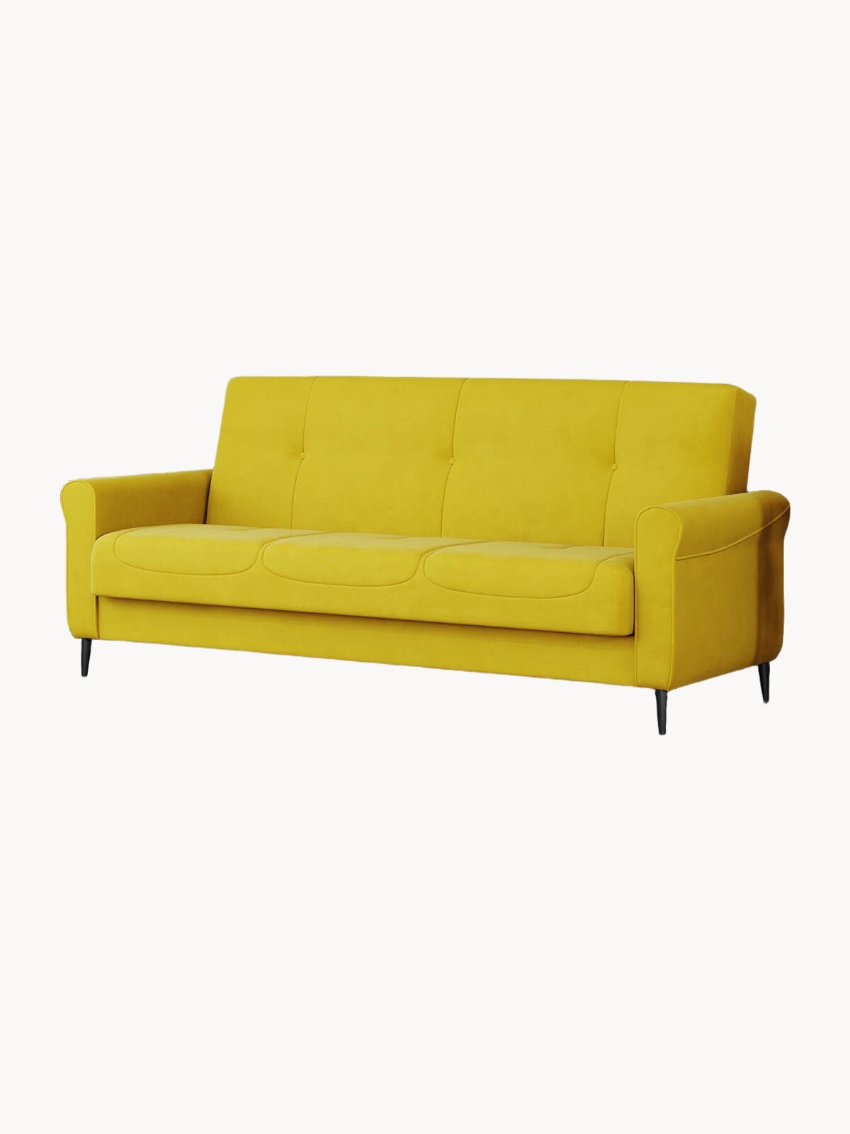 Диван раскладной Неаполь Велюр жёлтый / ножки - черные Djivani
