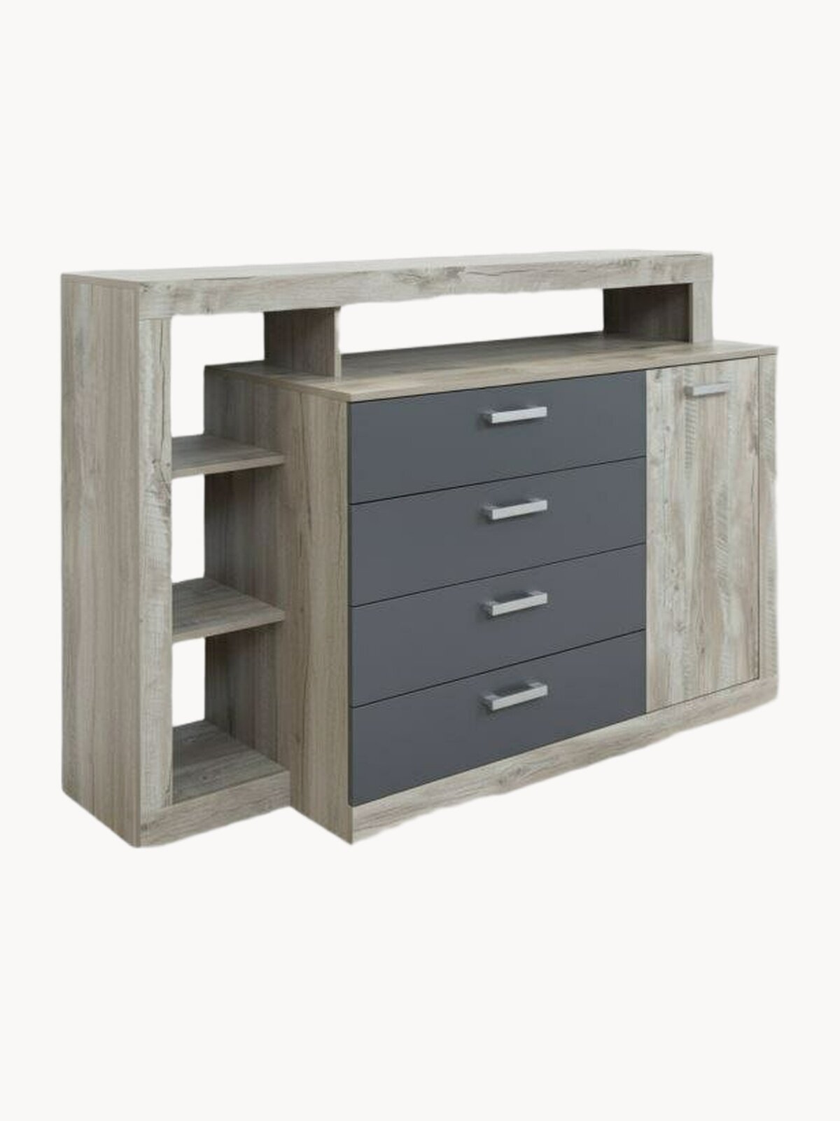 Комод Ангара, для одежды, 4 выдвижных ящика, ЛДСП, 160х104х48 см, Дуб Юкон/Графит