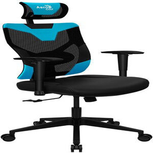 Кресло игровое Aerocool Guardian черный/голубой сиденье черный эко. кожа/сетка крестов. нейлон