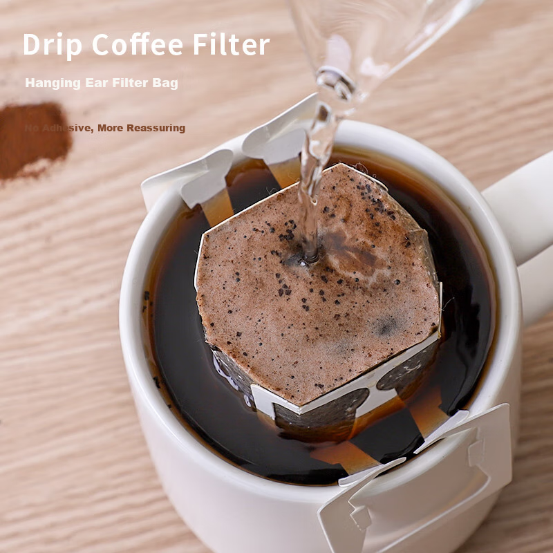 Baijie Hanging Ear Coffee Filter Paper, Portable Drip-Style Pour-Over Filter Cup, Filter Paper Bag, Filter Mesh, Coffee Powder Filter Bag