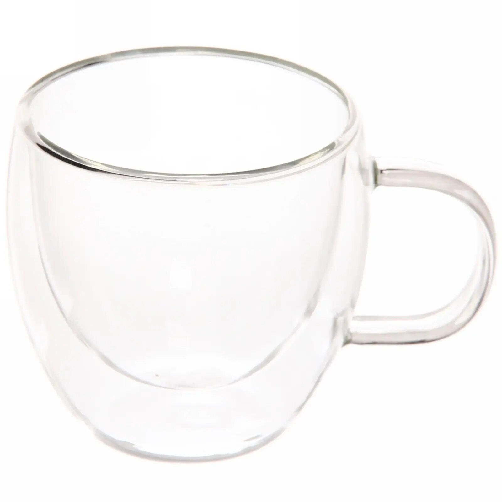 Кружка стеклянная с двойными стенками 220мл, прозрачная, удобная для чая