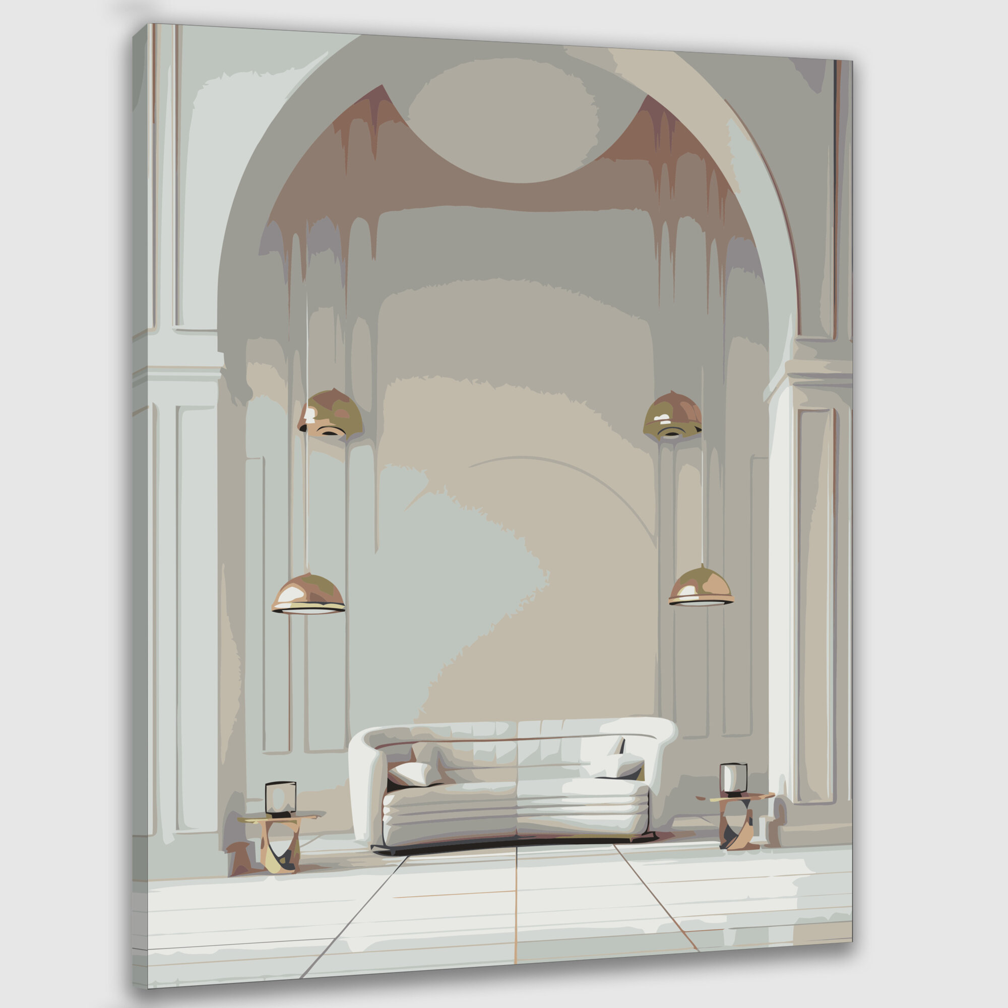 Картина по номерам 40x50 см, минимализм, интерьер, симметрия, мебель, искусство, архитектура, детали