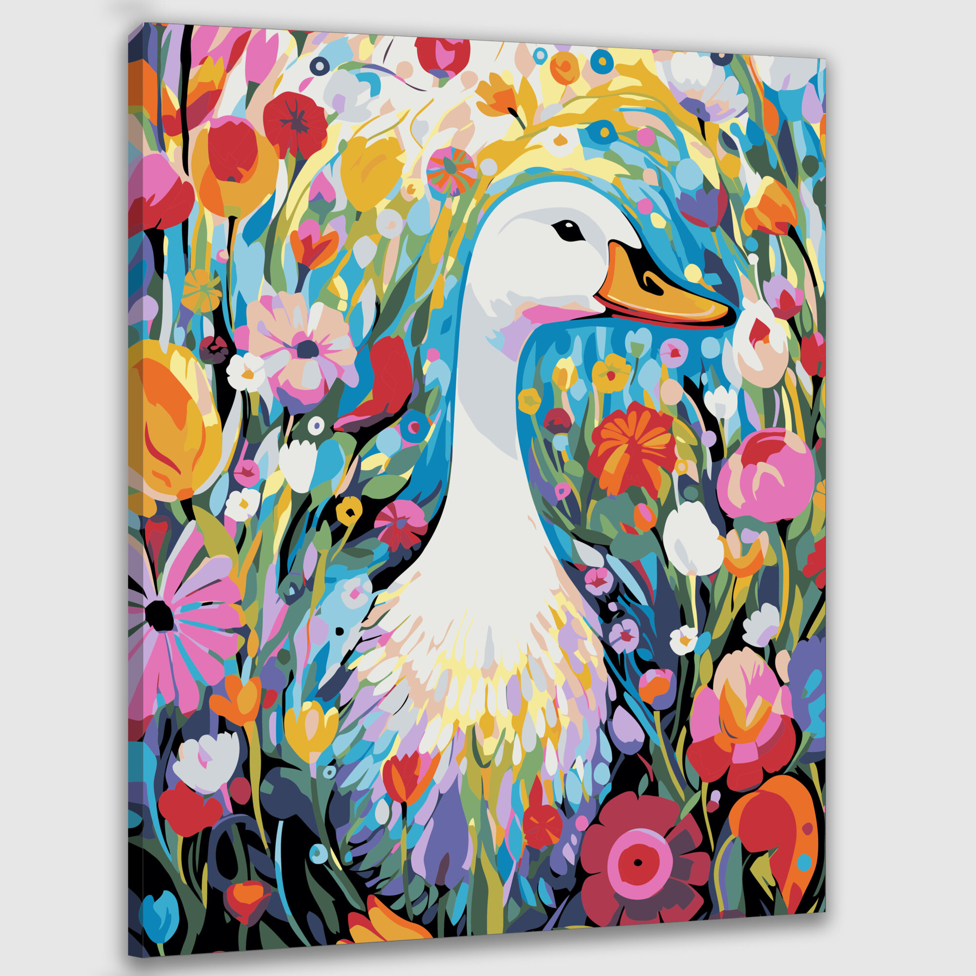 Картина по номерам 40x50 см, гусь, птицы, перья, узоры, оттенки, радость, оживленность