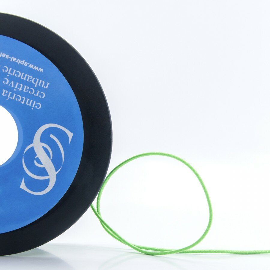 Резинка шляпная SAFISA, 1,5 мм, 25 м, цвет 203 неоновый салатовый