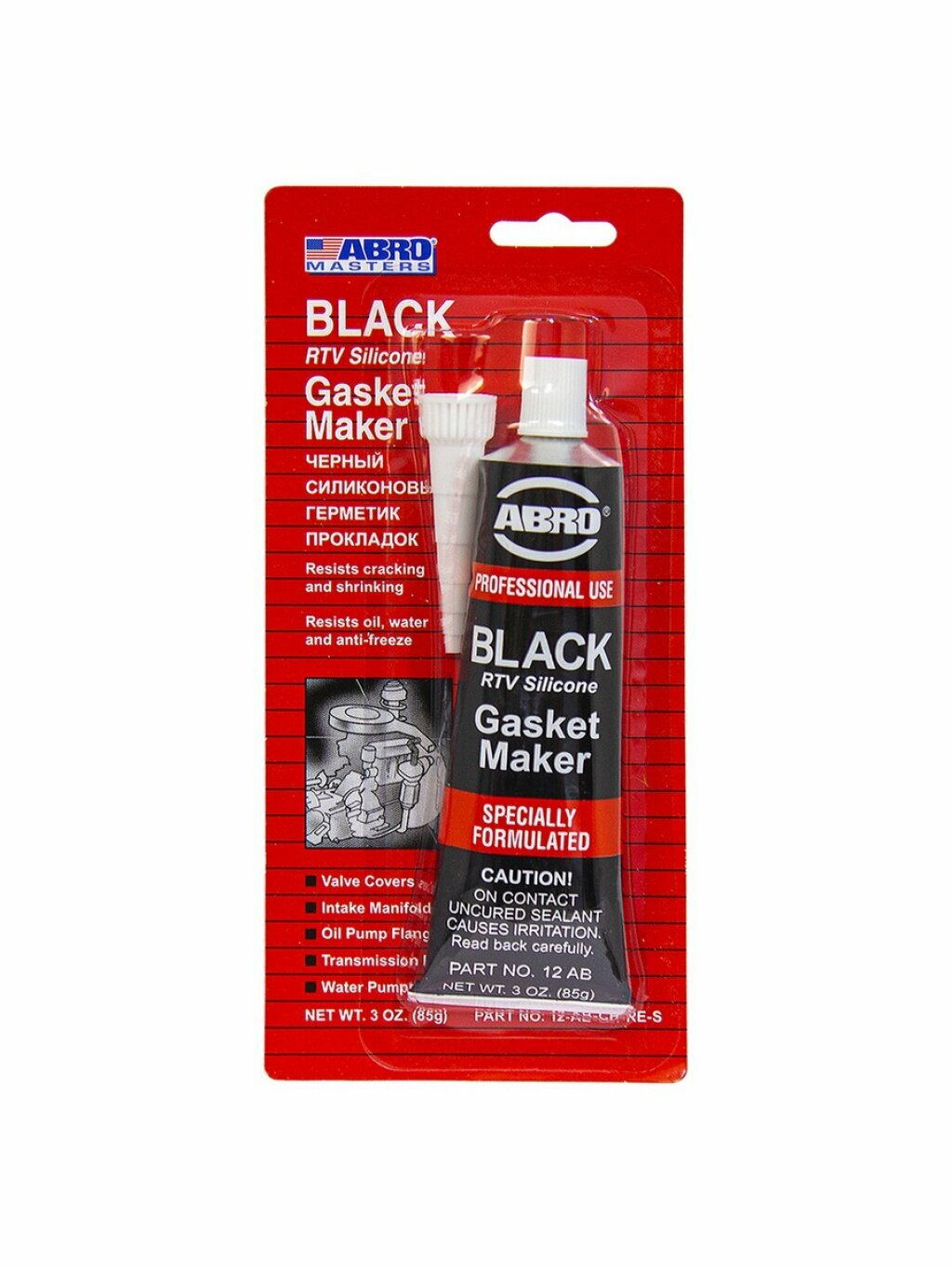 Герметик-прокладка ABRO силиконовый чёрный 85 г