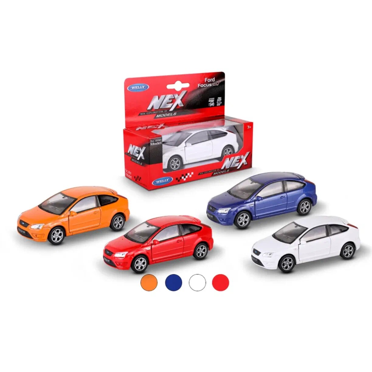 Машинка "Ford Focus ST", масштаб 1:38, пружинный механизм, цвет в ассортименте, 42378