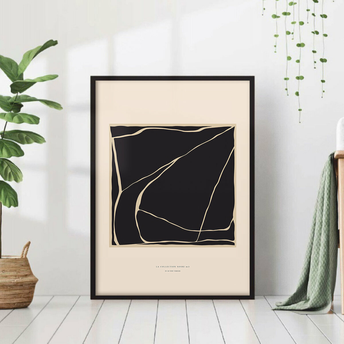 Постер "Черный квадрат абстракция" 40x50 в черной рамке для интерьера на стену