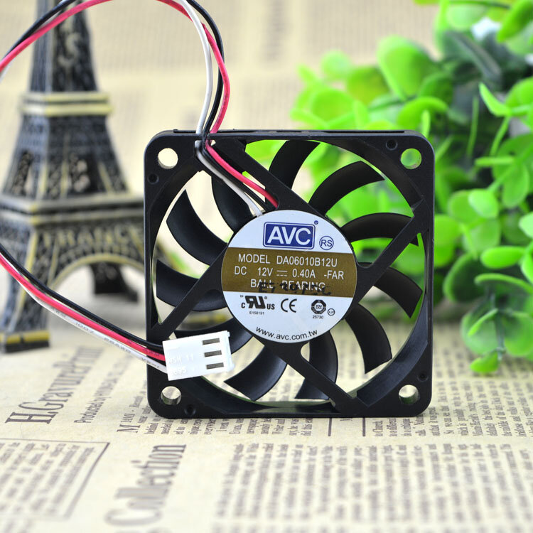 Оригинал AVC DA06010B12U DC 12V 0.40A 6CM 6010 60x60x10mm 3-wires dual ball bearing Вентилятор охлаждения
