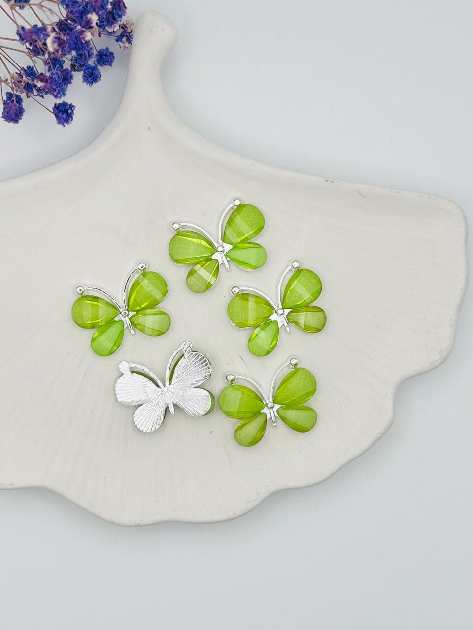 Бабочки серединка, кабашон (5 шт)