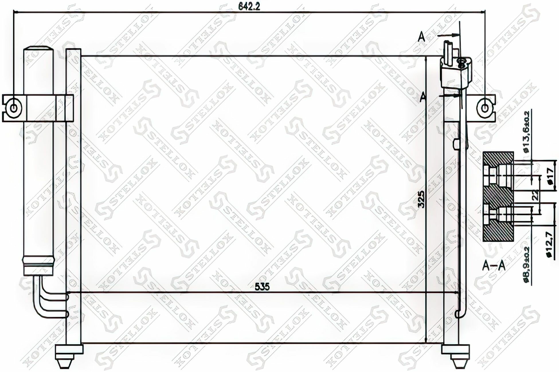 Радиатор кондиционера для Хендай Гетц 10-45358-SX STELLOX