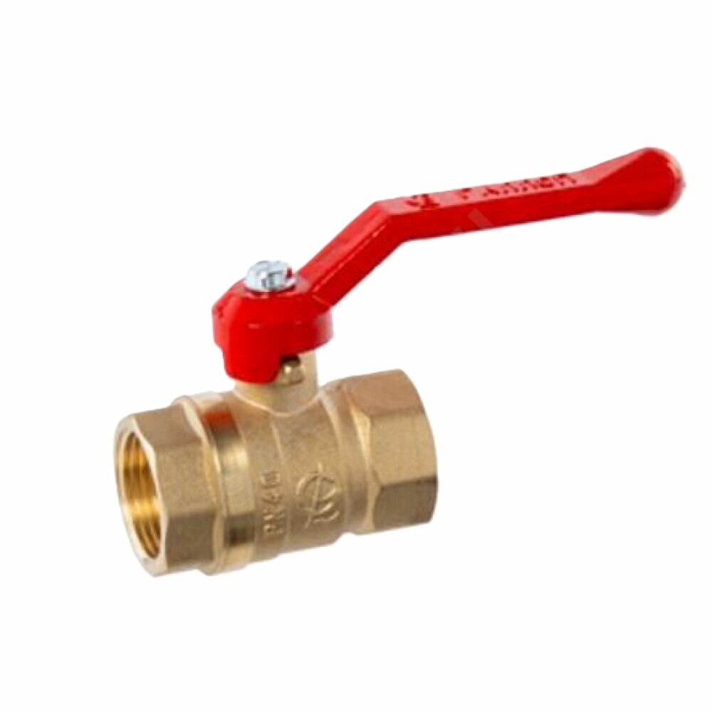 Кран шаровой латунь Стандарт 220 аналог 11б27п1 Ду 15 Ру40 ВР рычаг красный галлоп 0107150