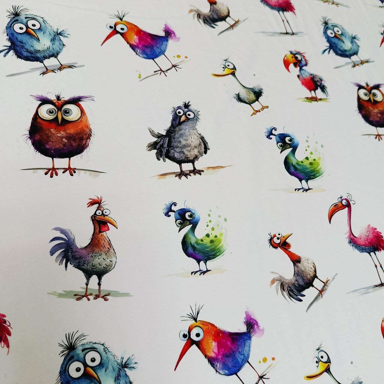 Ткань трикотажная 50 см кулирка с лайкрой Птицы