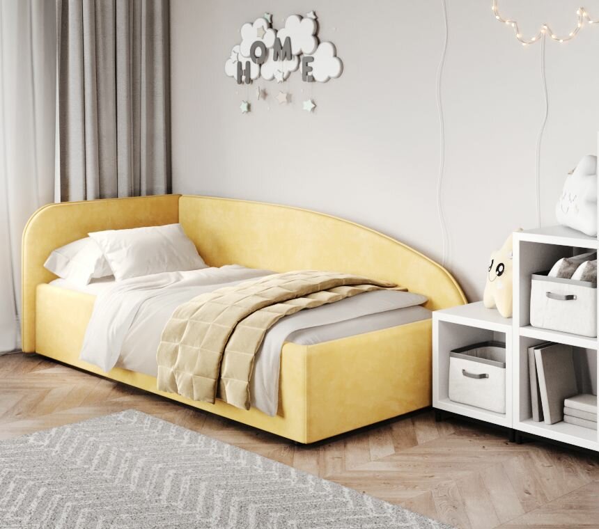 Кровать Элис 90х200 Желтый Велюр Левый Угол