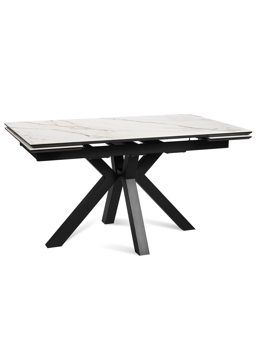 Стол керамический раздвижной SPARTA LIGHT 140 ALASKA CER на металлокаркасе, столешница керамика, цвет позолоченный белый, 140(200)х85 см