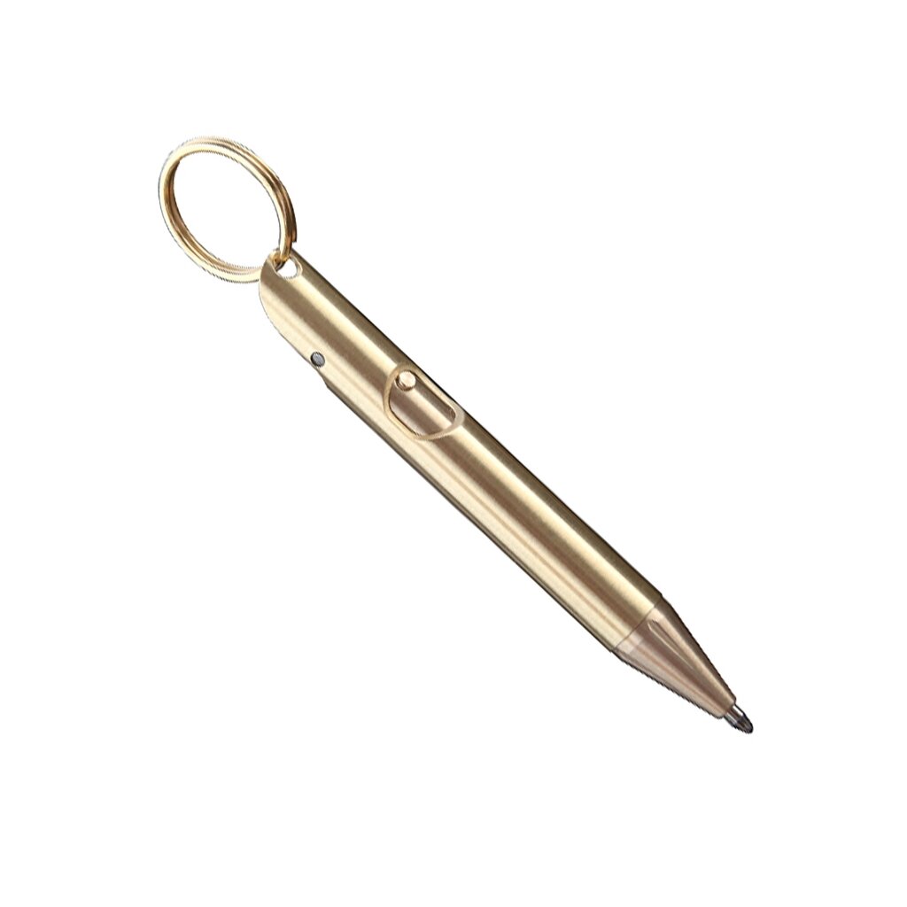 (1) Латунная мини ручка с нажимным механизмом, карманная ручка-брелок
