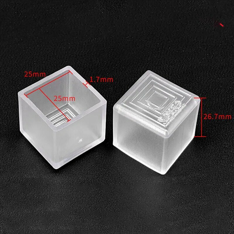 Мебельный стол, наконечник для ног, ножки стула, силиконовая накладка, защитная крышка, прозрачная квадратная резиновая заглушка для труб, крышка, защита отверстия для трубки