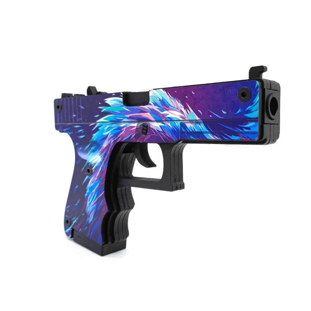 Деревянный пистолет Глок 18 Ледяной змей (резинкострел) Mod.1 PalisWood