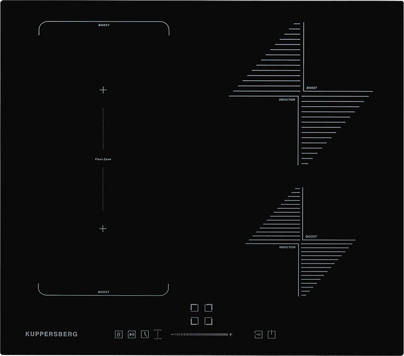 Индукционная варочная панель Kuppersberg ICS 614, встраиваемая, 4 зоны, черное стекло, сенсорное управление