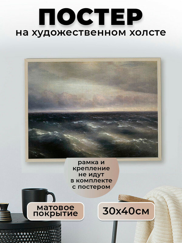 Постеры на стену Иван Айвазовский Чёрное море репродукция 30х40 см
