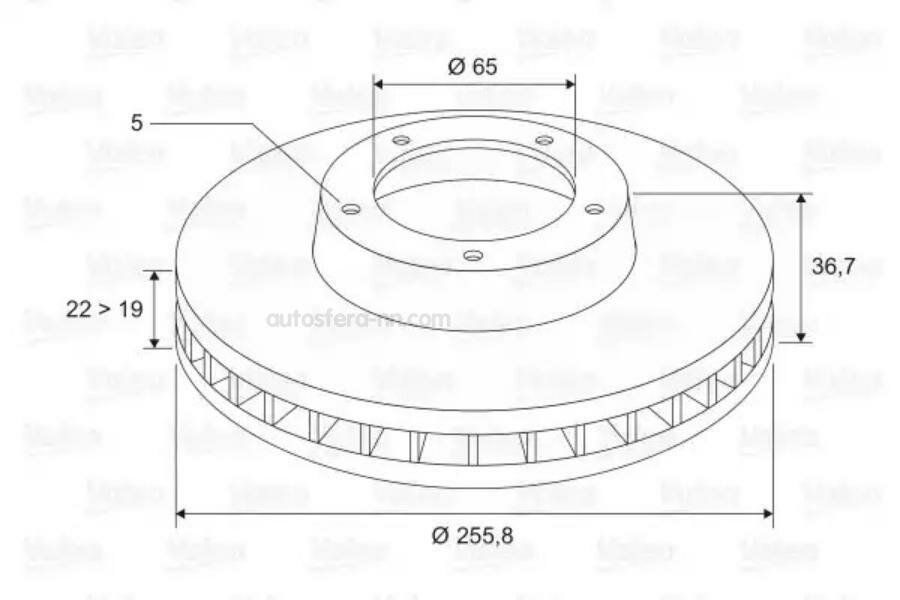 VALEO 186603 Диск тормозной