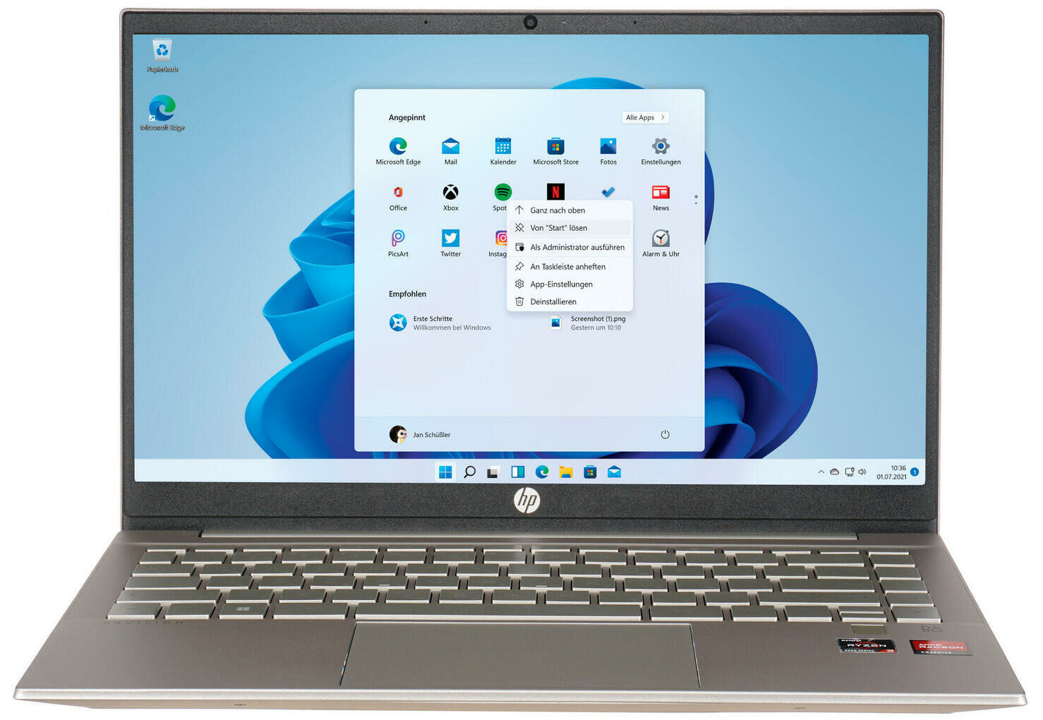 14" Ноутбук HP Pavilion 14-EC0050UR (55B69EA) золотой - 1920x1080, IPS, AMD Ryzen 3 5300U, ядра: 4 x 2,6 ГГц, 8 ГБ, SSD 512 ГБ, AMD Radeon Graphics, Windows 11 Home