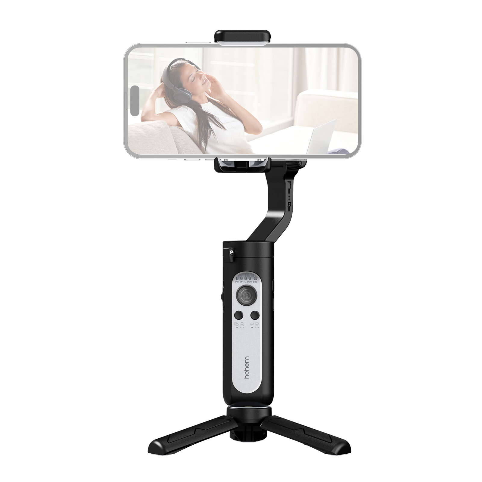 Hohem iSteady XE 3-Axis Smartphone Gimbal Stabilizer Black Portable Phone Vlog Gimbal Anti-shake with Mini Tripod 280g Load Capacity Replacement for iPhone 14/13/12/11 Android Smartphones 320° Pan 320° Roll 320° Tilt -30° to +30° Tilt Controllable Range