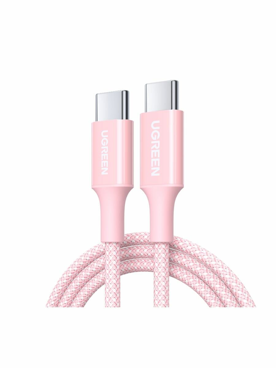Кабель UGREEN L502 (65251) USB-C to USB-C PD Fast Charging Braided Cable 5A Max. Длина: 1м. Цвет: розовый
