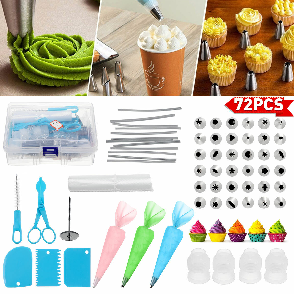 Вкусная кухня 72 шт. Набор инструментов для украшения торта своими руками насадки для украшения торта поворотный стол вращающийся торт
