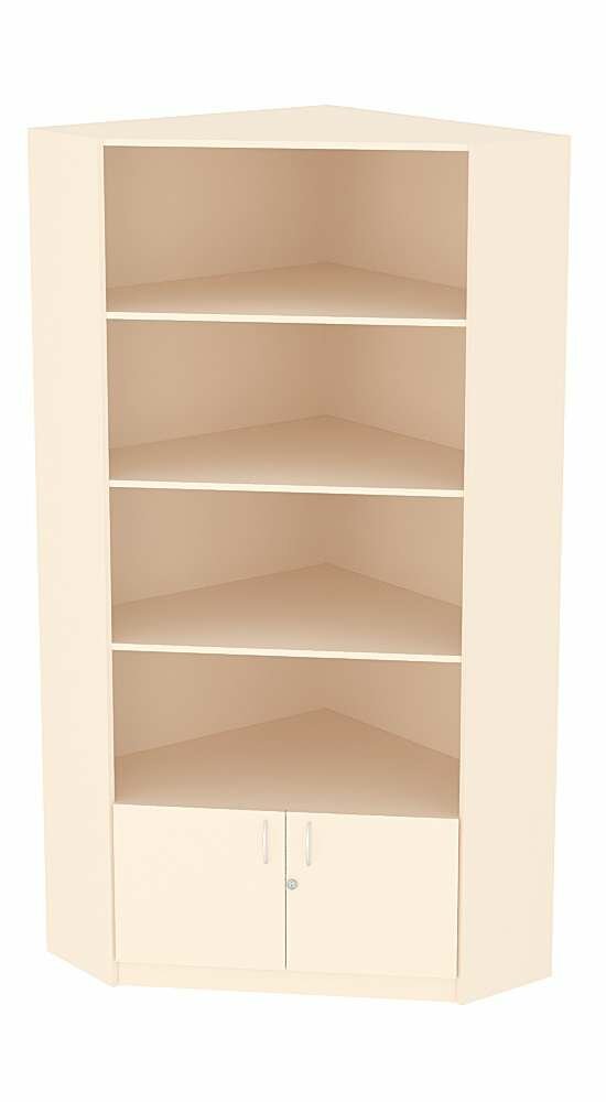 Стеллаж из ДСП серии Эконом угловой №5-2 (торец 300 мм) с дверками 410 мм, Крем Вайс