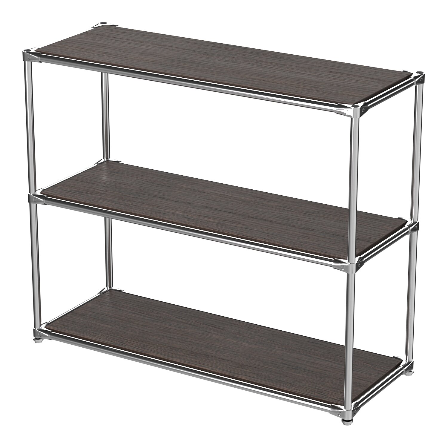 Хромированный стеллаж стиль №3г с полками под цвет дерева, Дуб Венге