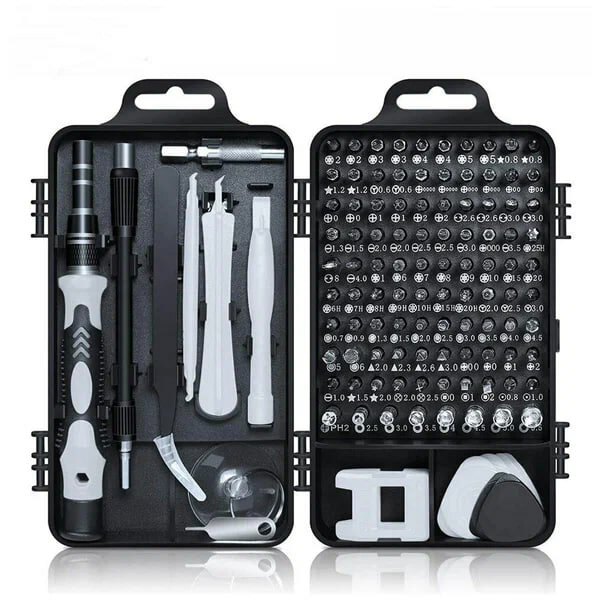 Отвертка, антивандальная, черный/серебристая, магнитный наконечник, набор бит