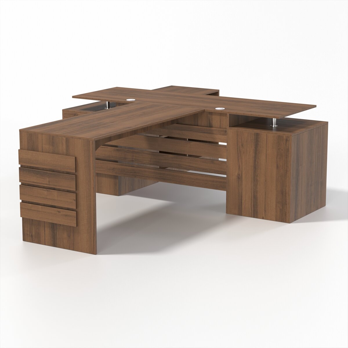 Стол руководителя №14 с приставкой брифингом, Орех. Производитель товара - компания Westcom.