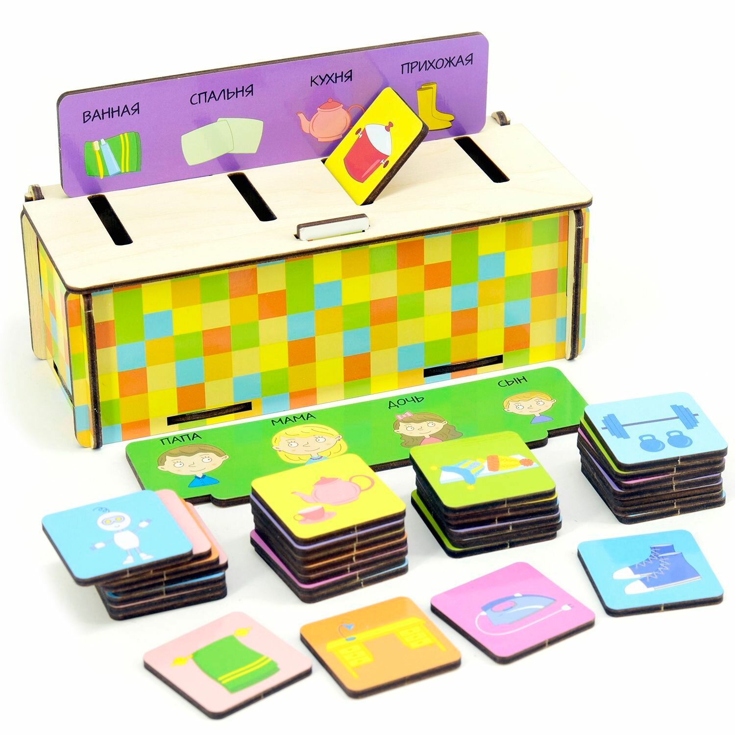 Игровой набор карточек из дерева PAREMO Сортер "Семья-дом" PE720-90
